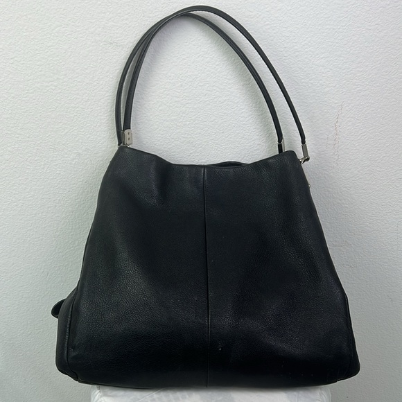Coach | Bags | Coach Black Leather Triple Entry Shoulder Bag | Poshmark